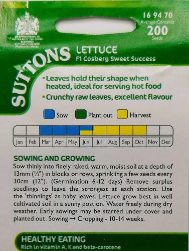 Lettuce Cosberg Sweet Success F1 Seeds - Irish Plants Direct