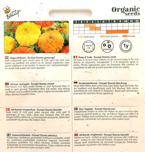 Marigold African Sunset Giants Mixed ORGANIC Seeds - Irish Plants Direct