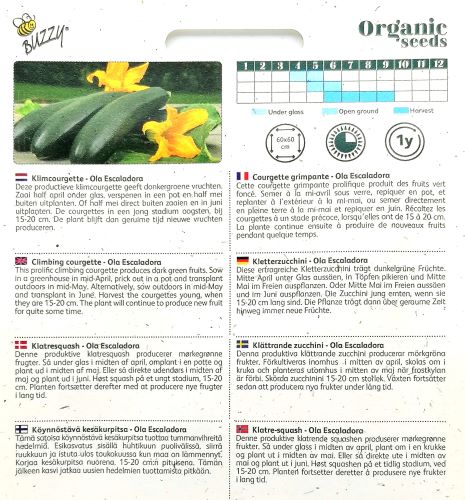 Courgette Climbing Ola Escaladora ORGANIC Seeds - Irish Plants Direct